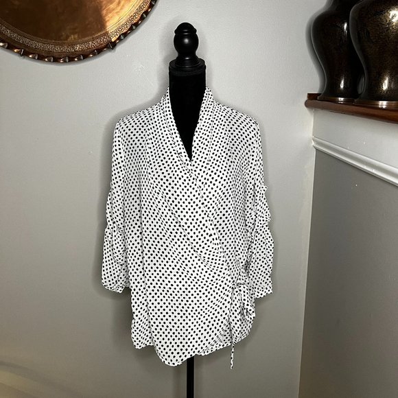 hazel | Tops | Hazel Black White Wrap Blouse | Poshmark